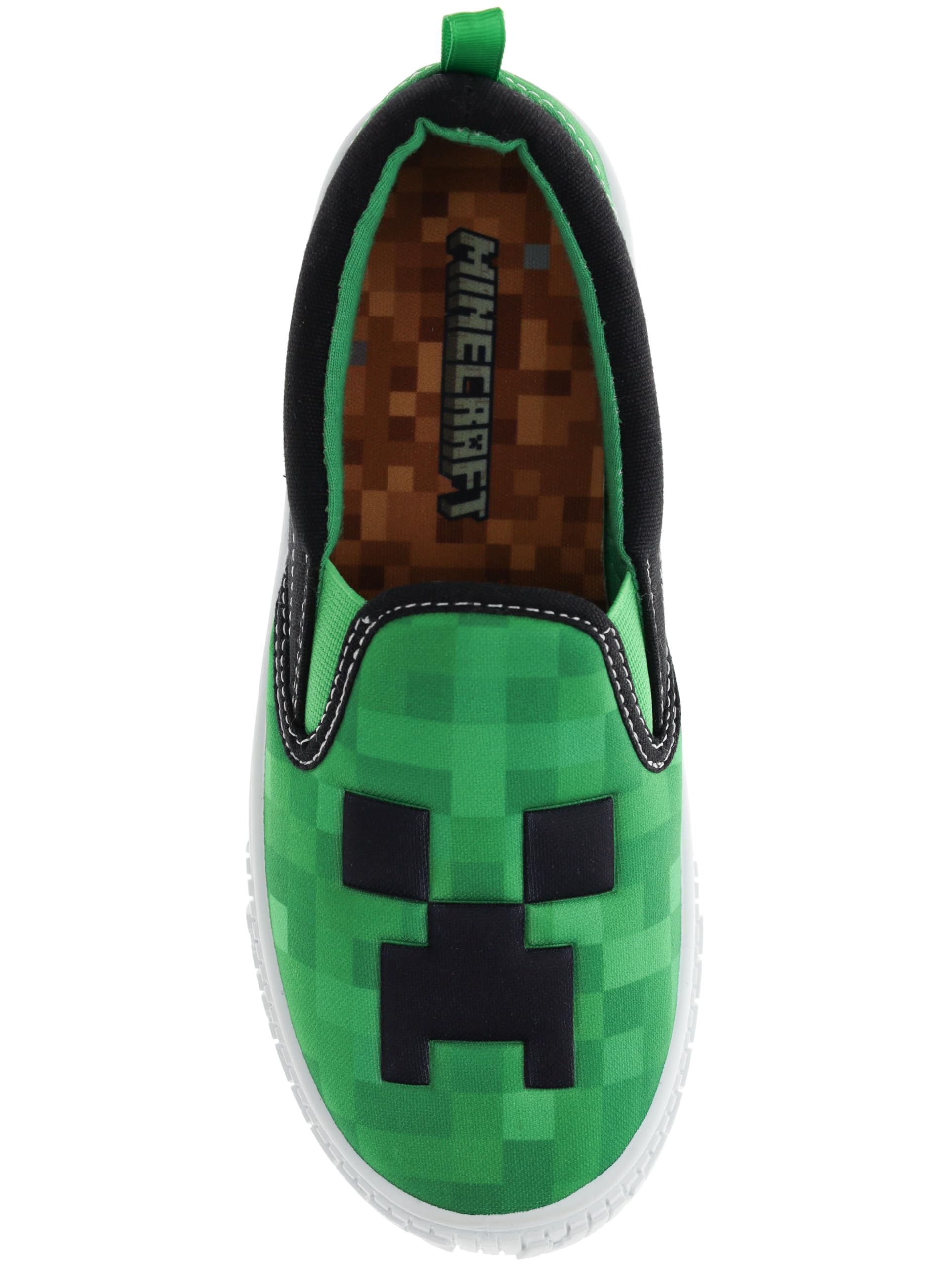Minecraft Boys Shoes,Slip-on Low top Sneakers for Kids, Sport Skate Shoe Casual, Creeper Green, Size 2