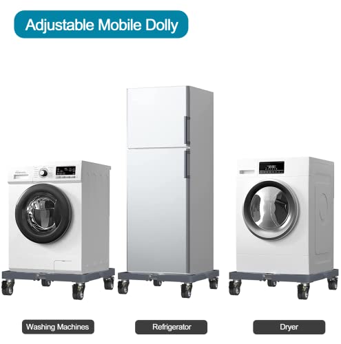 Lufia Furniture Dolly, Indoor Plant Stand, Mini Fridge Stand with 4 Locking Wheels, Adjustable Appliance Dolly Cart for Mini Fridge, Washing Machine, Refrigerator, Moving Cart, Roller Laundry Pedestal