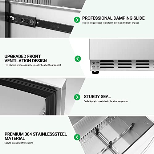 ICEJUNGLE Under Counter Refrigerator, Stainless Steel Under Counter Drawer Fridge Beverage Fridge Refrigerator with Digital Displayfor Outdoor and Home Use