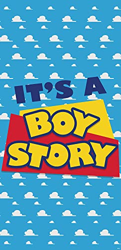 ZDX It's a Boy Story Door Banner 72.8x35.4in Blue Sky White Clouds Kids Baby Shower Decor Background Banner