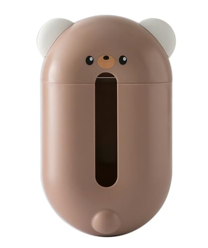 WISELADY Cute Bear Shape Wall Mounted Tissue Box, Cartoon Shape Tissue Box, Suitable for Bathroom Vanity, Bedside Table, Office, Kitchen (Brown,Medium)