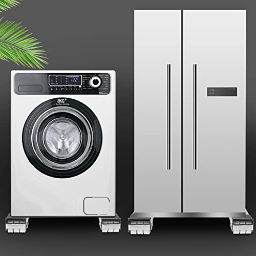 Washing Machine Base Heavy Duty Extensible Appliance Roller 500KG 17-28 Inch Adjustable Extendable Appliance Trolley Roller Wheels Compact Washing Machine Refrigerator Stand with Brake