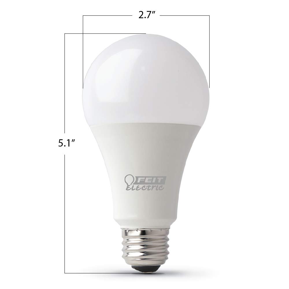 Feit Electric A19 100W Equivalent LED Light Bulbs, Dimmable LED Bulbs, 3000k Bright White, 1600 Lumens, 22 Year Lifetime, CRI90, UL Listed, 12 Pack, OM100DM/930CA/2/6