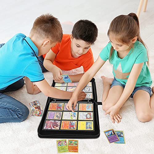 LIUDU Card Binder 9-Pocket,720 Pockets Game Cards with 40 Sleeves,Trading Card Collection Zipper Binder Holder for Kids Gifts (Black 720Pockets)