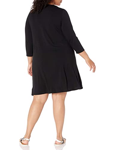 Amazon Essentials Women's 3/4 Sleeve Boat-Neck Dress (Available in Plus Size), Black, 1X