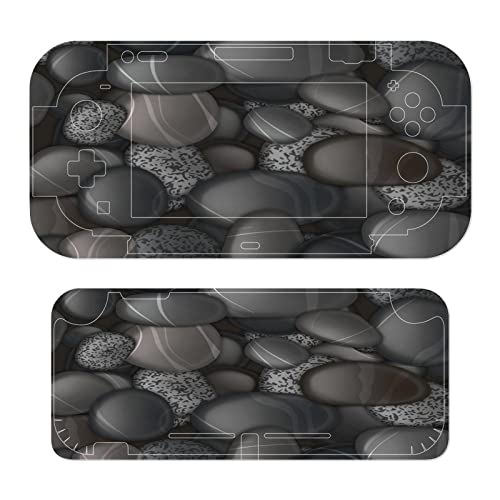 Black Pebble Stones Compatible with Switch/Switch Lite Console Joy-Con Dock Sticker Skin Full Set Cute Stickers Cover for Switch Lite