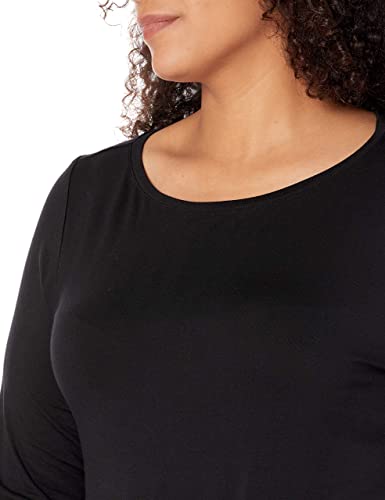 Amazon Essentials Women's 3/4 Sleeve Boat-Neck Dress (Available in Plus Size), Black, 1X