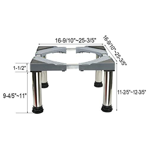 Stand for Fridge freezer Heightened 10" Adjustable Machine Stand Length/Width 17"-25" Air Conditioner Base Pedestal for Dishwasher Wooden Barrel, Prevent Scratch Dent (Legs:10",4Legs)