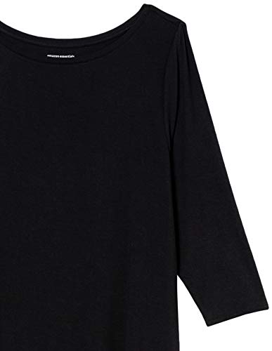 Amazon Essentials Women's 3/4 Sleeve Boat-Neck Dress (Available in Plus Size), Black, 1X
