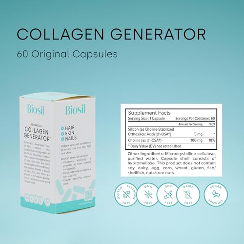 Biosil Collagen Generator - 60 Original Capsules, Pack of 2 - with Patented ch-OSA Complex - Generates & Protects Your Own Collagen - GMO Free - 60-Day Supply