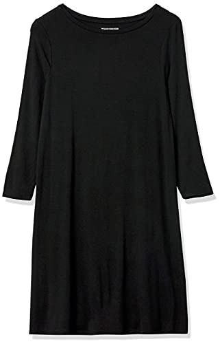 Amazon Essentials Women's 3/4 Sleeve Boat-Neck Dress (Available in Plus Size), Black, 1X