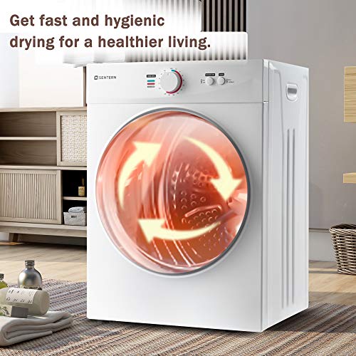Sentern Portable Dryer Front Load, Compact Electric Clothes Dryer with Stainless Steel Tub, Easy Control Panel with 5 Drying Modes for Apartments