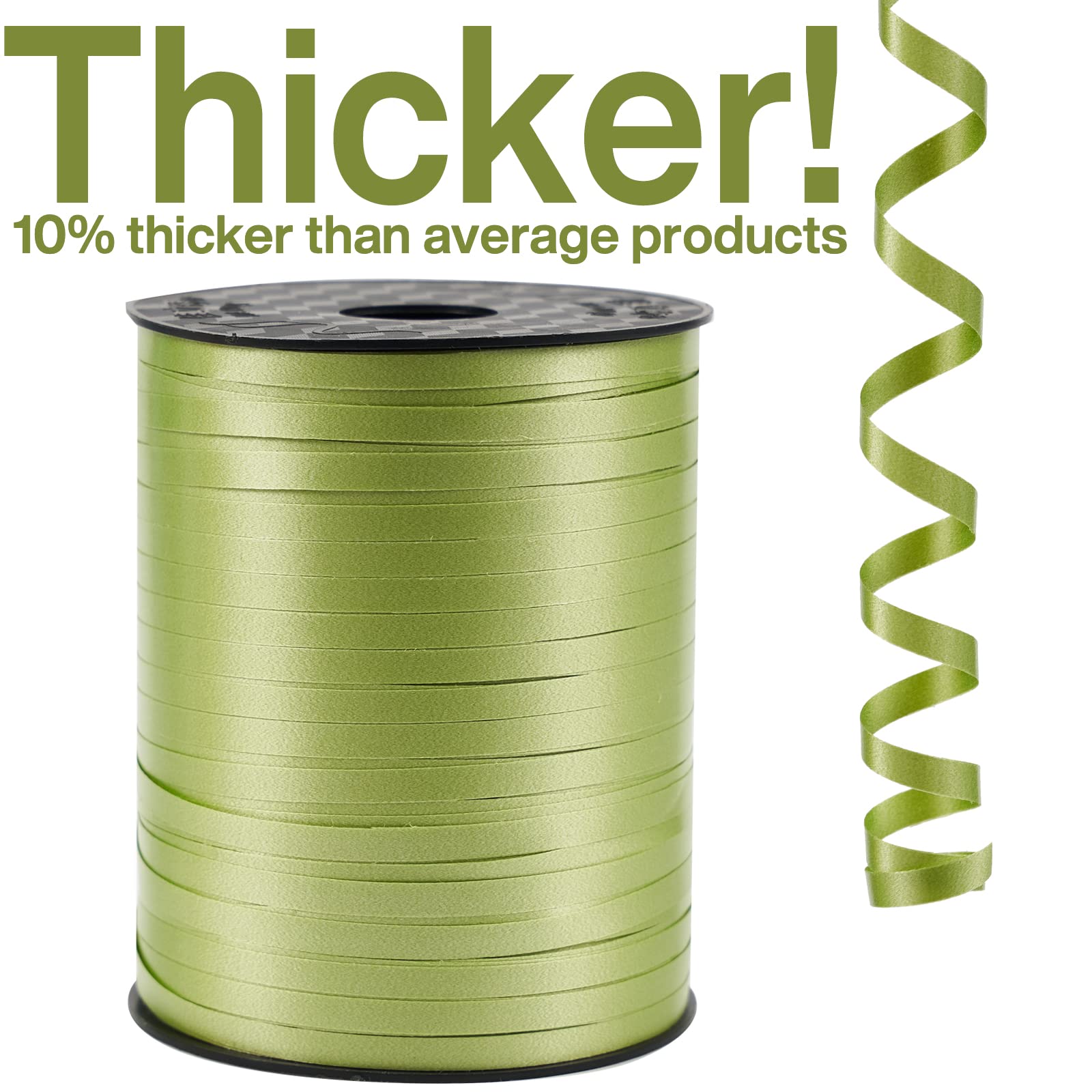 PartyWoo Green Ribbon - 500 Yard Curling Ribbon for Crafts, Balloon String, Gift Wrapping, Florist Flowers (1 Roll)