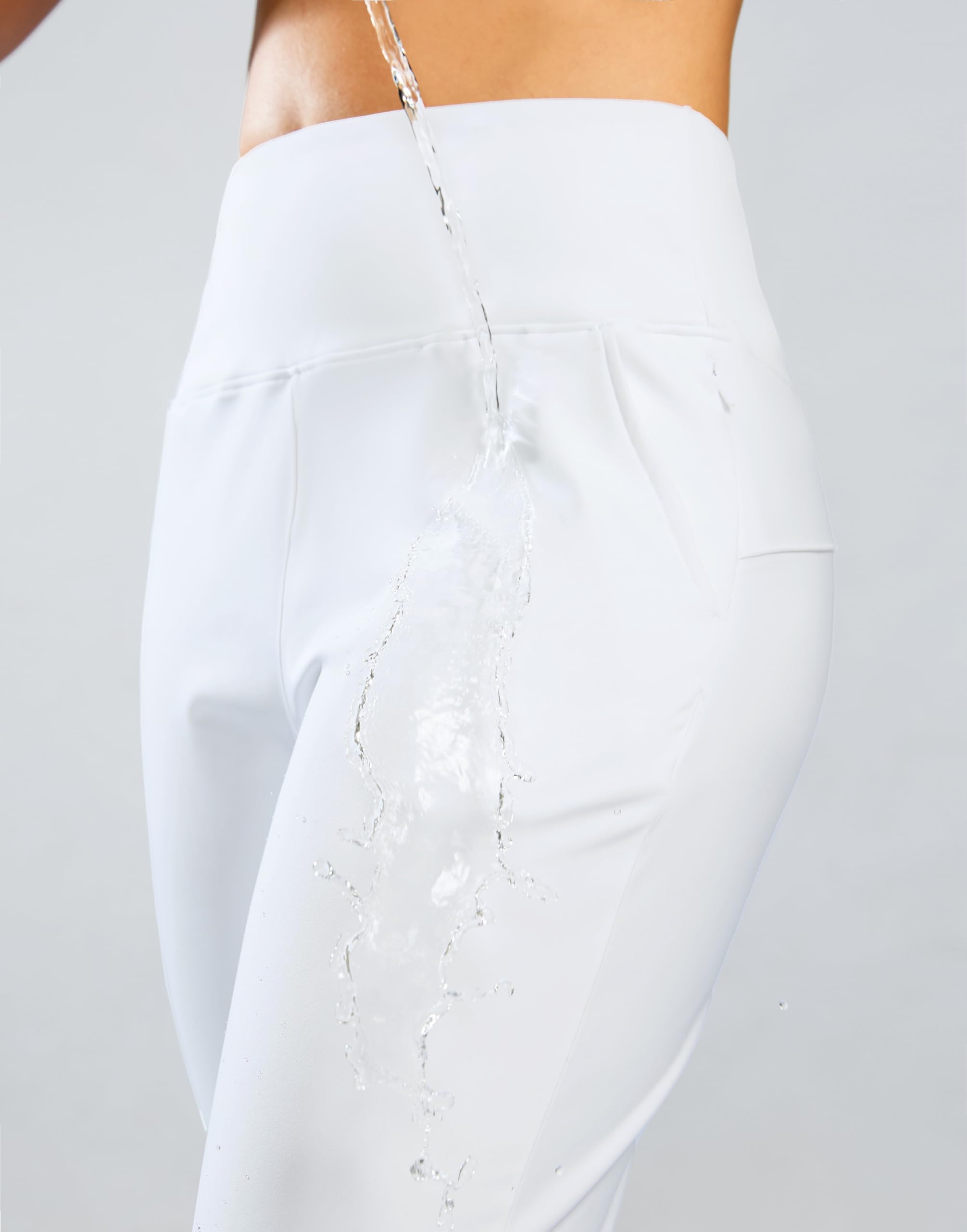 SANTINY Women's Fleece Lined Joggers Water Resistant High Waisted Thermal Sweatpants Winter Pants Hiking Running Pockets(White_M)