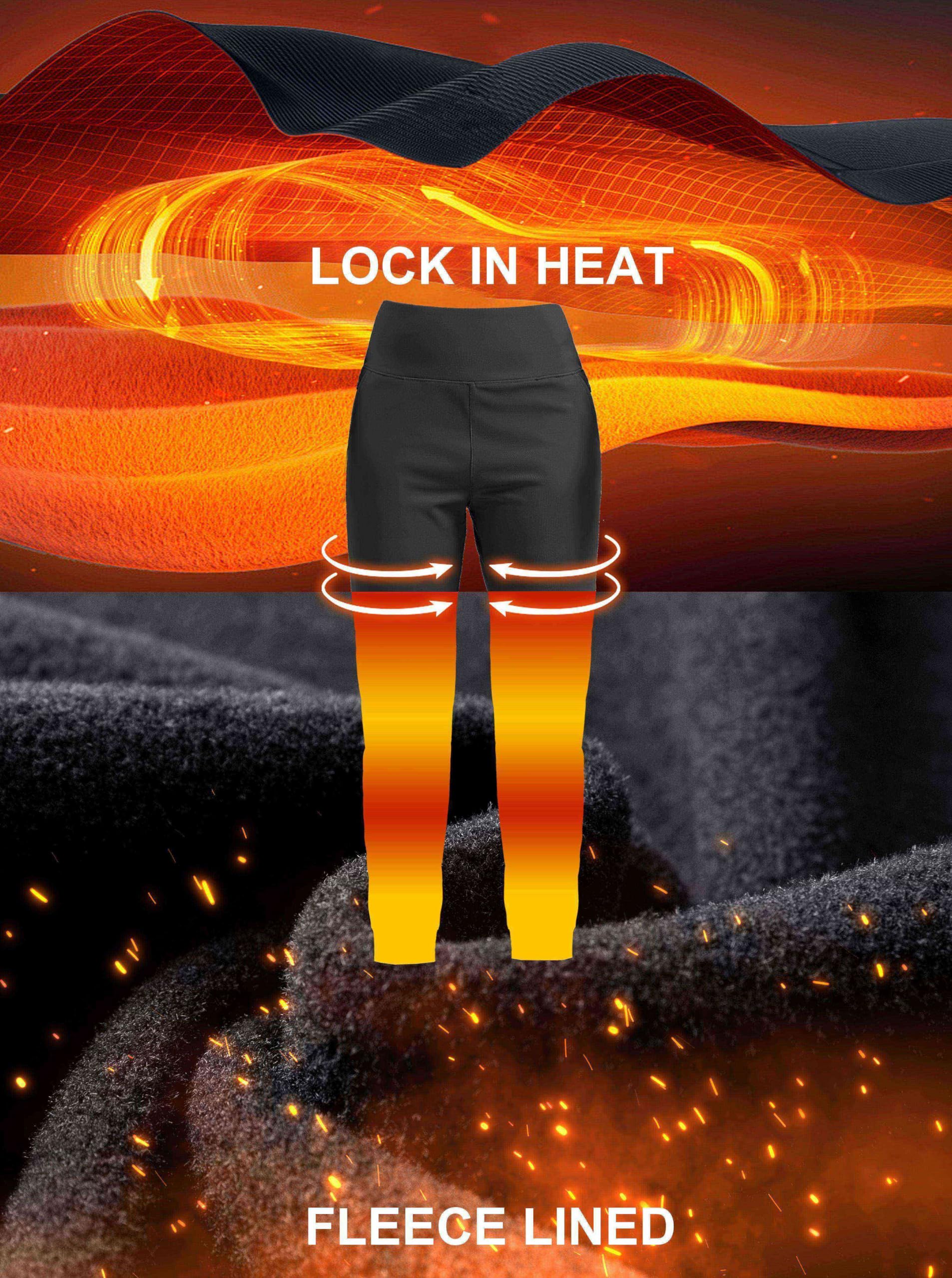 SANTINY Women's Fleece Lined Joggers Water Resistant High Waisted Thermal Sweatpants Winter Pants Hiking Running Pockets(White_M)