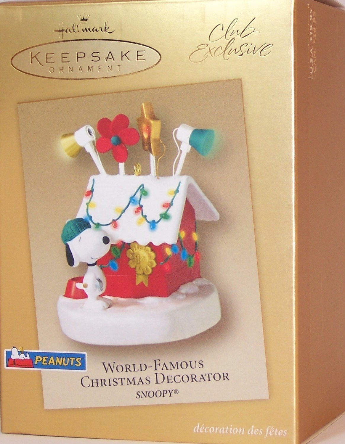 Hallmark Keepsake Club Exclusive 2003 Ornament World Famous Christmas Decorator Snoopy Light & Sound