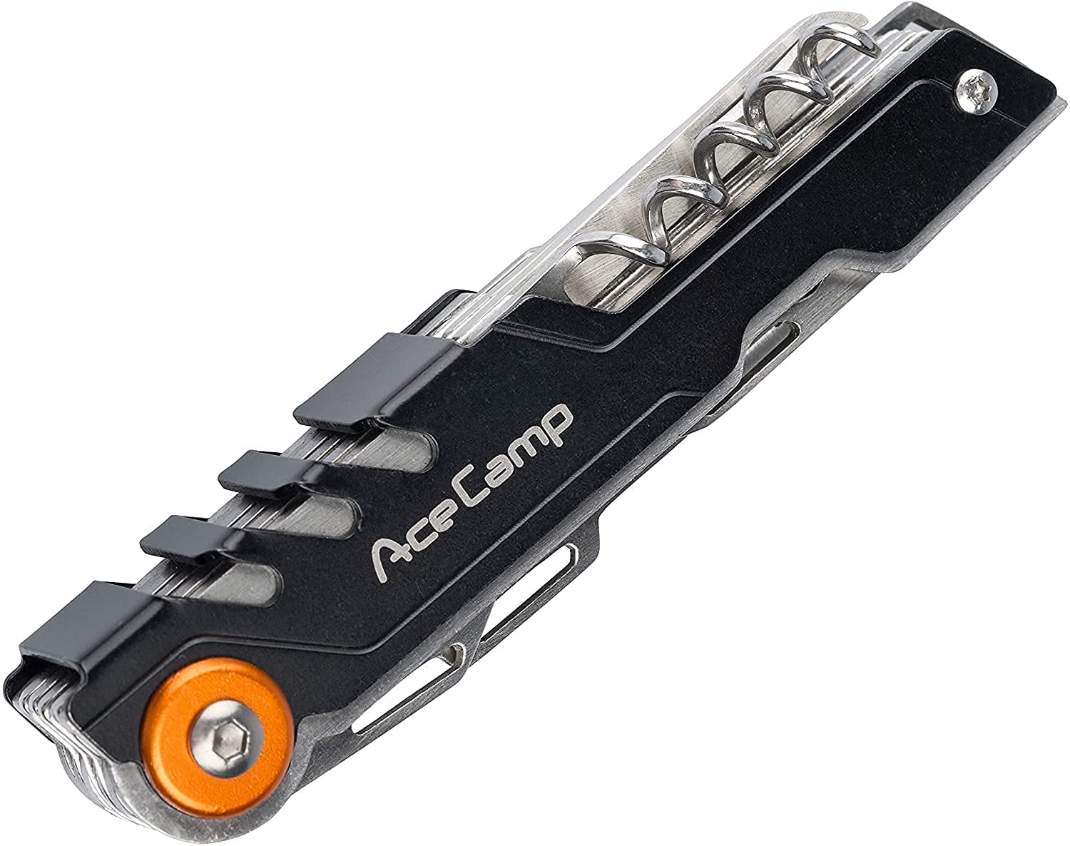 AceCamp 11-in-1 Compact Multi-Tool Pocket Knife, Blade, Saw, Scissors, Corkscrew, Nail File, Screwdrivers, Small Pick, Thread Loop, Bottle and Can Opener