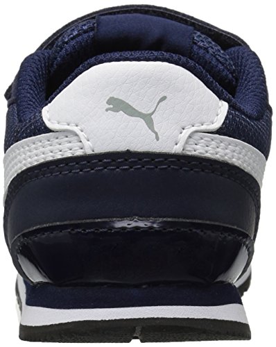 PUMA Unisex-Child ST Runner 2 Mesh Hook and Loop Sneaker, Peacoat-Puma White, 4, Toddler US