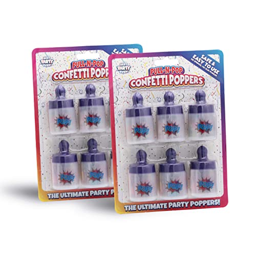BEST PARTY EVER! Pull-N-Pop Confetti Poppers, Easy to Use, Pull Back and Release, 2-pack (12 Pull-N-Pops Total)