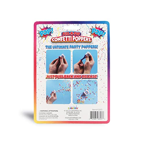 BEST PARTY EVER! Pull-N-Pop Confetti Poppers, Easy to Use, Pull Back and Release, 2-pack (12 Pull-N-Pops Total)