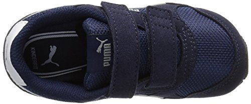 PUMA Unisex-Child ST Runner 2 Mesh Hook and Loop Sneaker, Peacoat-Puma White, 4, Toddler US