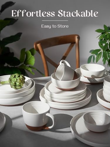 DOWAN 10.5” Moon-White Sesame Glaze Large Dinner Plates Set of 6, Porcelain Ceramic, Microwave, Oven & Dishwasher Safe, Elegant Design Perfect for Daily Dining, Family Gatherings, Parties & Gifts