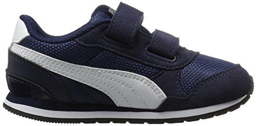 PUMA Unisex-Child ST Runner 2 Mesh Hook and Loop Sneaker, Peacoat-Puma White, 4, Toddler US