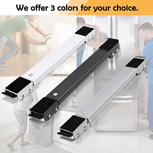 Extendable Furniture Appliances Rollers, Mover Tools with 24 Roller & Brake Equipment for Heavy Washing Dryer Machine Refrigerator for Mobile Wheels Strong Base Stand Hold Up to 660 lb Black