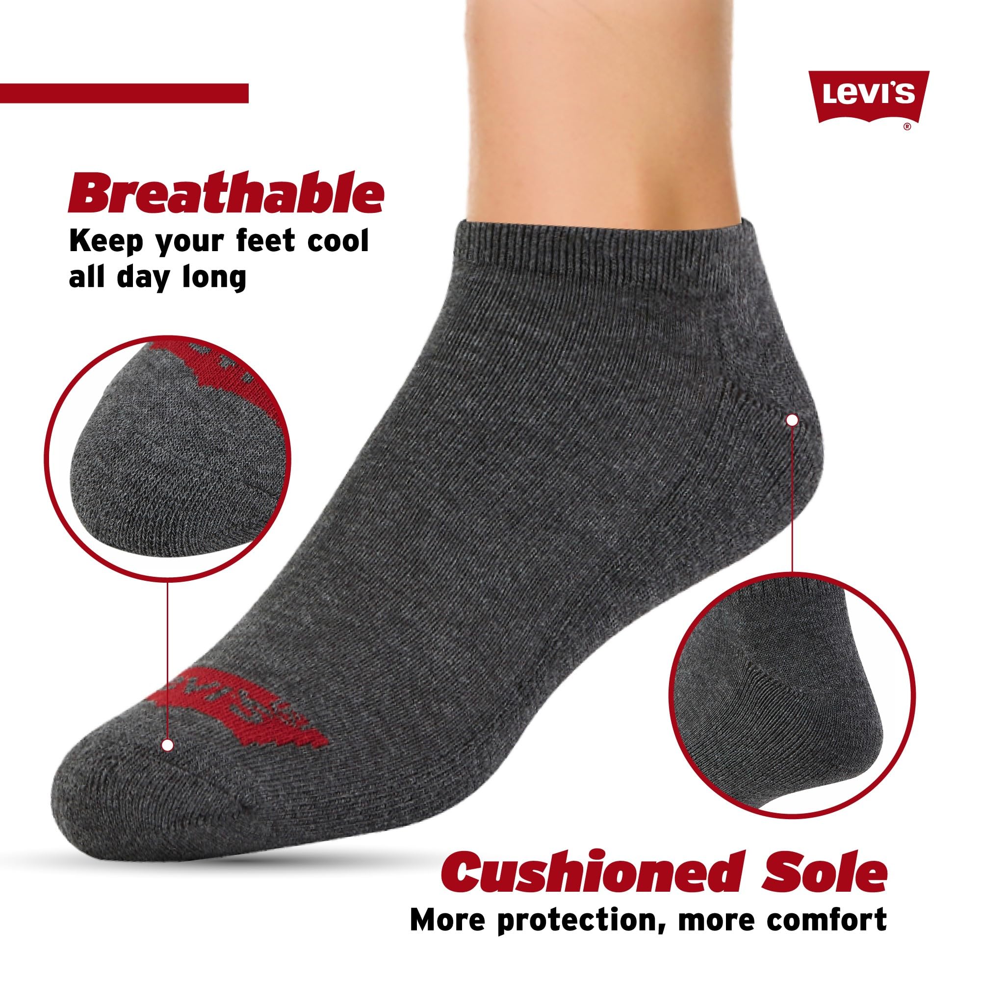 Levi's Mens Socks 10 Pairs Crew Low Cut No Show Quarter Ankle Socks for Men Premium Athletic Men's Socks Size 9-12