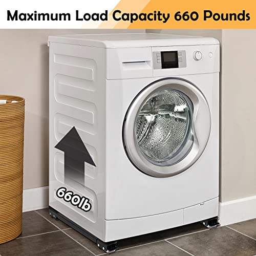 Extendable Furniture Appliances Rollers, Mover Tools with 24 Roller & Brake Equipment for Heavy Washing Dryer Machine Refrigerator for Mobile Wheels Strong Base Stand Hold Up to 660 lb Black