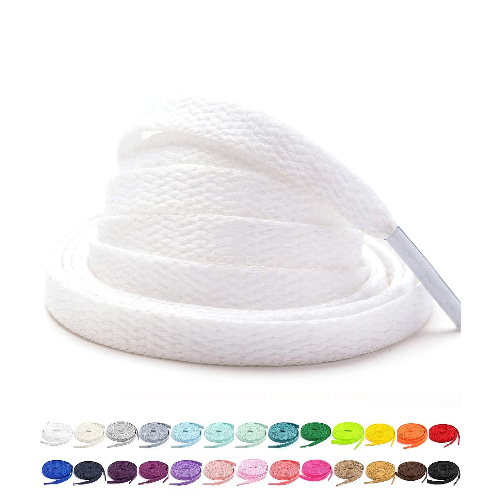 Stepace [2 Pairs Flat Shoe Laces for Sneakers 5/16 Width 30-72 Length 26 Color Shoelaces White 54(137 cm)