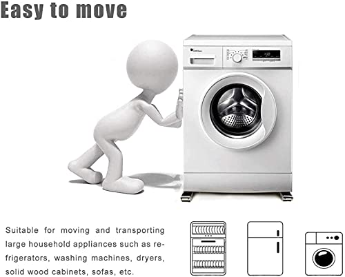 NW 1776 Two Movable/Adjustable Washing Machine Bases, Washing Machine Stand With Brake, Refrigerator Base Mobile Cart,Suitable for Refrigerator Base, Dryer Base, Washing Machine Base, White