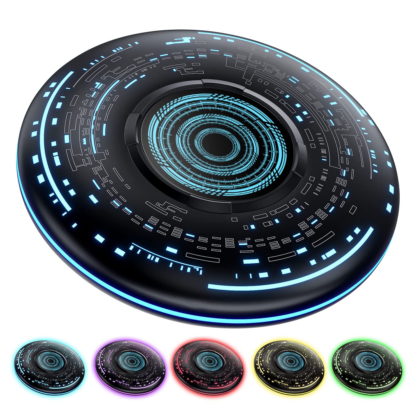 BNING Mouse Mover Device, RGB Breathing Light Mouse Jiggler Undetectable Mouse Shaker Simulator for Computer Laptop Awakening, Include USB C to USB Adapter & Charger (Black Magic Wheel)