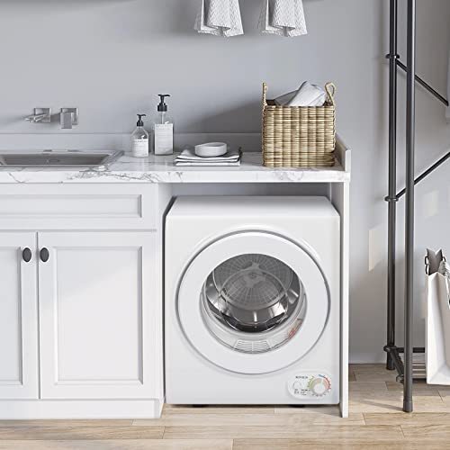 ROVSUN 110V Portable Clothes Dryer, High End Laundry Front Load Tumble Dryer Machine with Stainless Steel Tub & Simple Control Knob for Apartment, Dorm-850W, White