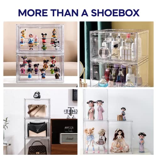 Sneakerview Clear Shoe Boxes With Lid –360° Clear Plastic Stackable Sneaker Storage For Sneakerhead. Professional Grade Acrylic Shoe Display Case .Purse and hat Organizer Storage.Fits US Size 14 2