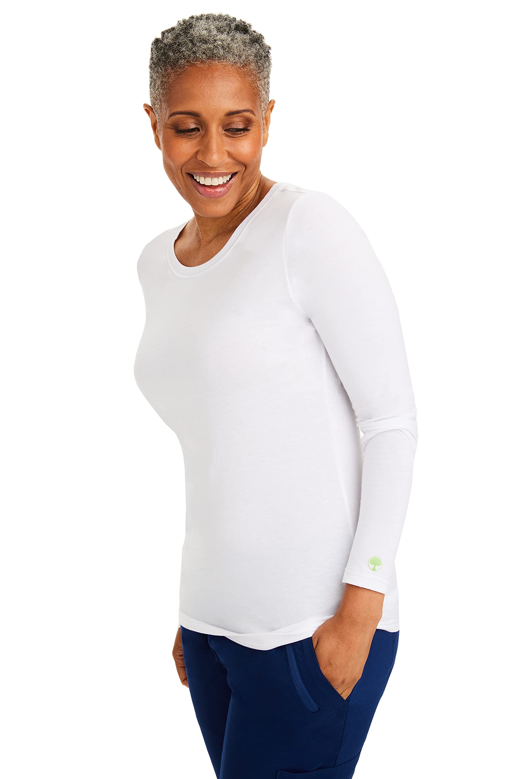Healing Hands Women's Underscrub Soft Knit Melissa Longsleeve Scrub Tee with Breathable & Easy Care Fabric 5047, XL, White