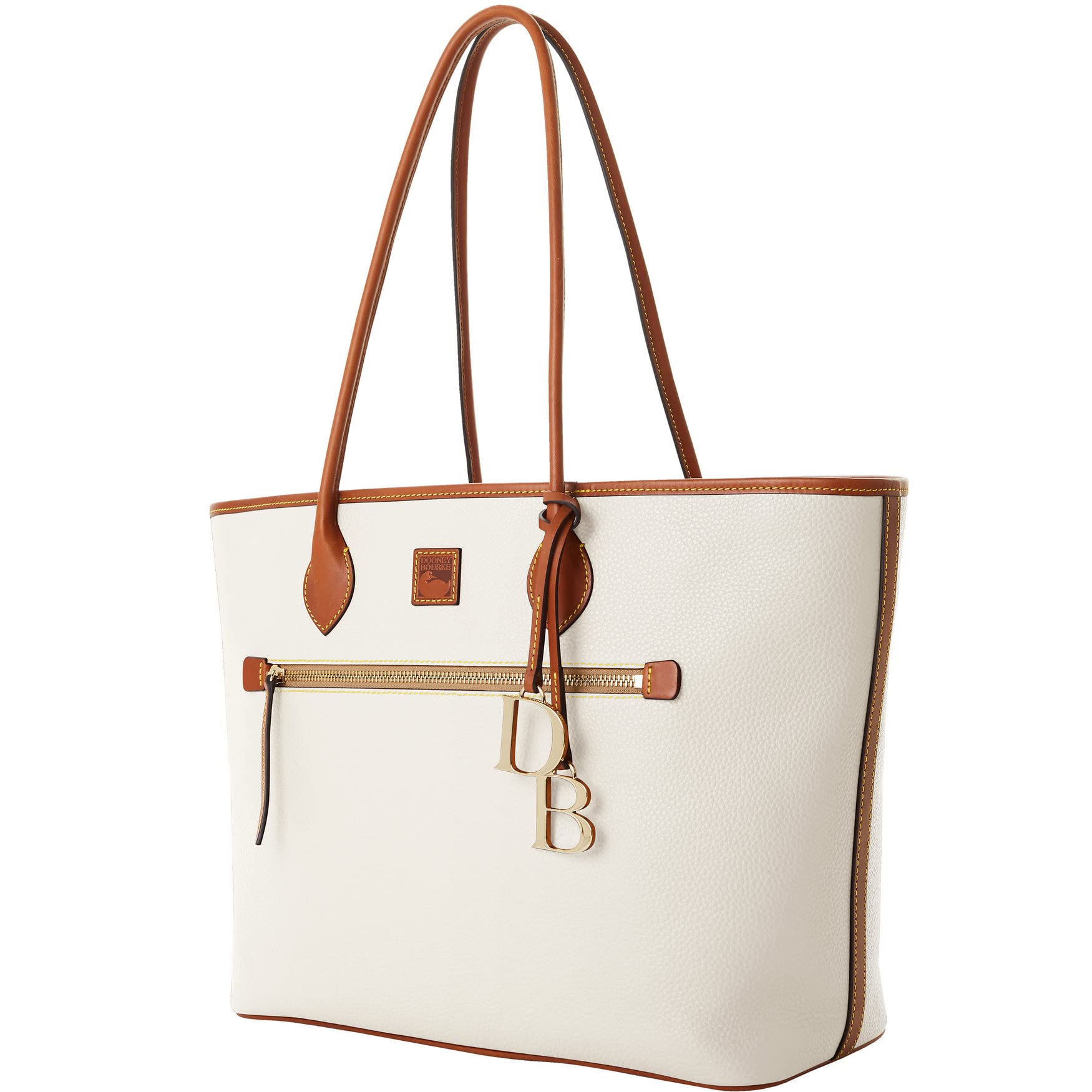 Dooney & Bourke Large Tote Bags for Women, Large Leather Tote Bag with Zipper Pockets and Long Shoulder Straps - White