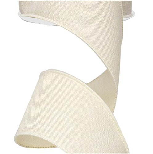 Solid Canvas Wired Edge Ribbon, 10 Yards (Cream, 2.5 Inches)
