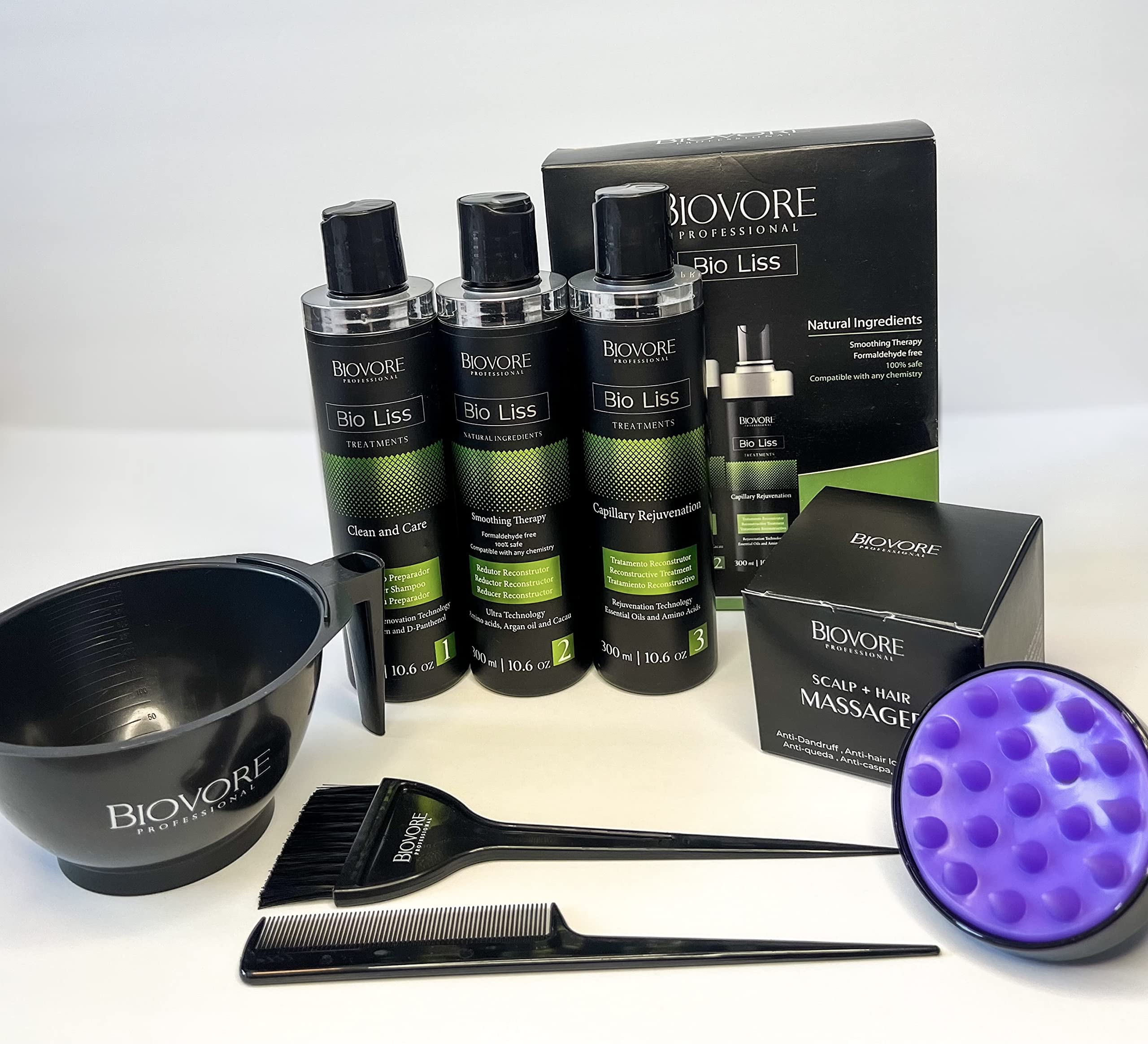 Biovore Professional Bio Liss Keratin Hair Treatment kit 10.6 oz - 300 ml | Smoothing brazilian keratin treatment for sloons| Silky Smooth Hair Rejuvenation with Natural Ingredients