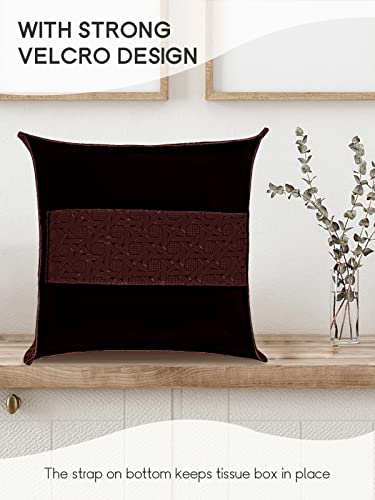 Tissue Box Cover, Leather Tissue Box Holder, Square Tissue Holders for Bathroom, 5"x5"x5" (Brown)