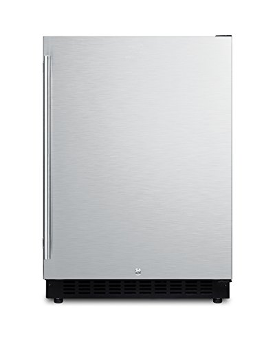 Summit AL54 ADA Height 24" Built-In Undercounter Refrigerator with Glass Shelves and Door Storage, Stainless Steel/Black