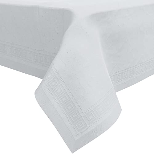 HOUZZKINGZ USA Paper Tablecloths for Rectangle Tables | 54β X 108β β 5 Pack | White Paper Disposable Tablecloth | 3-Ply Premium Paper & Plastic Table Cloths for Parties Disposable