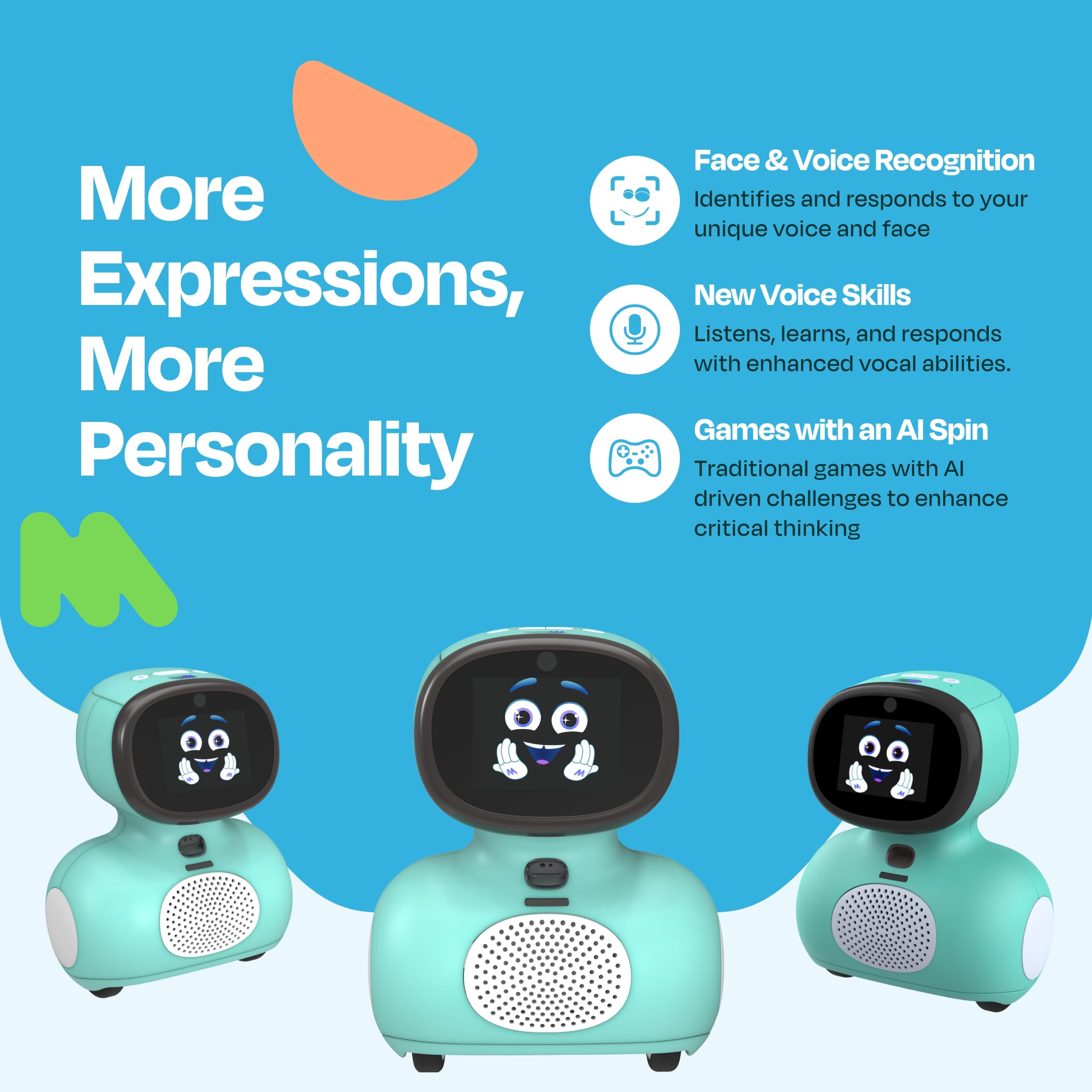 Miko Mini - Interactive Robot for Kids - For STEAM Learning - With Conversational AI - Tech Gift for Kids - Coding, Dancing Robot with Learning Games - For Boys & Girls Ages 4-10 - Blue