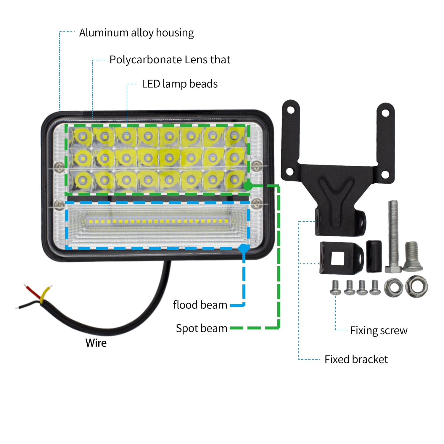 LED Tractor Lights 2PCS Approx 6.7Inch Combo Beam Driving Lights Work Auxiliary Lights fit for Tractor Truck Equipment Vehicle Pickup UTV ATV Golf Cart