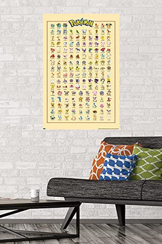 Trends International Pokémon - Kanto Grid Wall Poster, 22.375" x 34", Premium Unframed Version