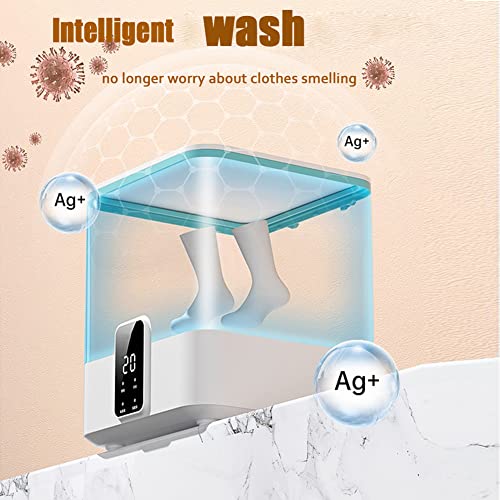 Small Washing Machine Mini Washer Fully Automatic Mini Small Portable Clothes Washing Machine Underwear Washer Electric Compact Laundry Machines Desktop Washing Machine(White)
