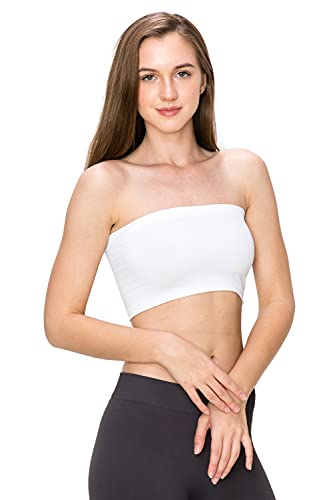 Kurve Seamless Bandeau Tube top - UV Protective Fabric, Rated UPF 50+ (Non-Padded) Made in USA, Black/White/Pebble Set, Medium/Large