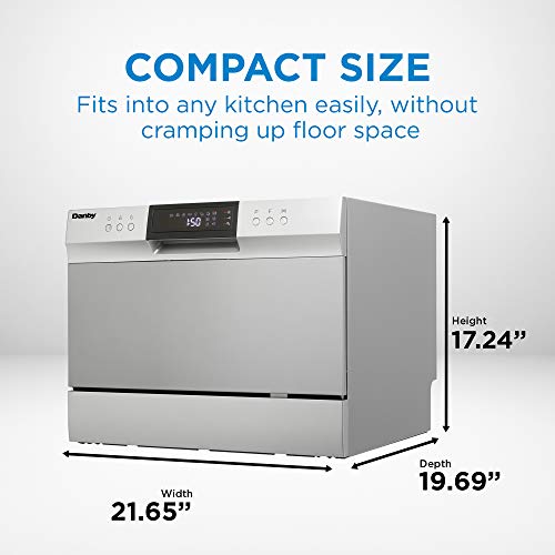 Danby DDW631SDB Countertop Dishwasher with 6 place Settings and Silverware Basket, LED Display, Energy Star