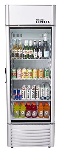 PremiumLevella PRF65DX Single Glass Door Merchandiser Refrigerator -Beverage Display Cooler-6.5 cu ft-Silver