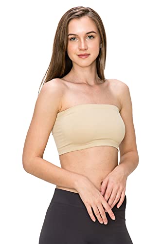 Kurve Seamless Bandeau Tube top - UV Protective Fabric, Rated UPF 50+ (Non-Padded) Made in USA, Black/White/Pebble Set, Medium/Large